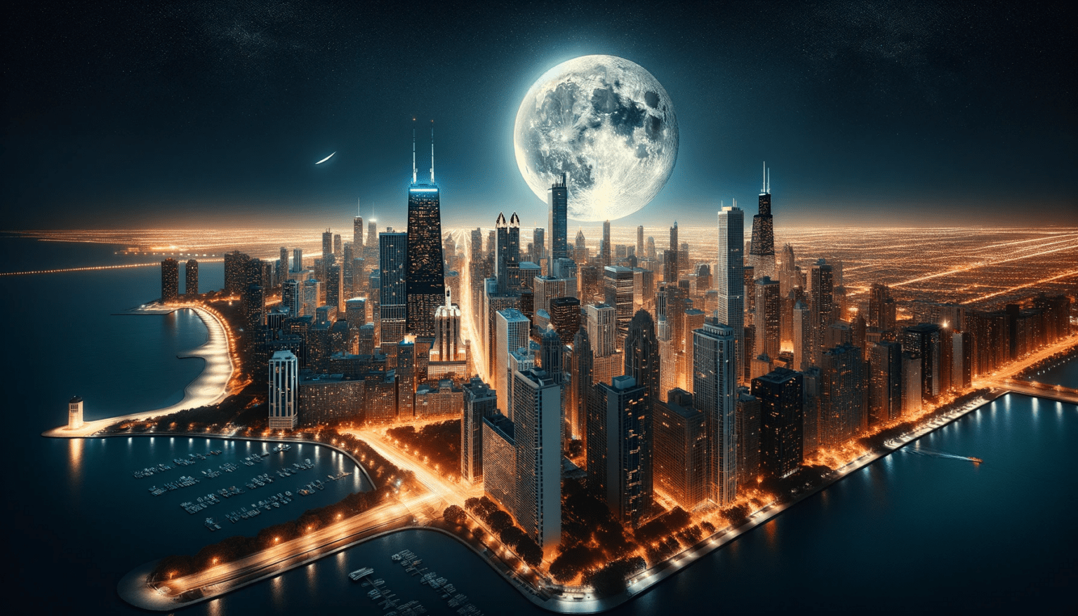 Full Moon Chicago 2024, Illinois USA with date and weekday